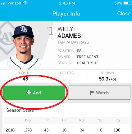 Claim a Player Off Waivers – ESPN Fan Support